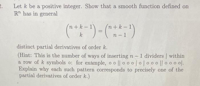 Solved Let k be a positive integer. Show that a smooth | Chegg.com
