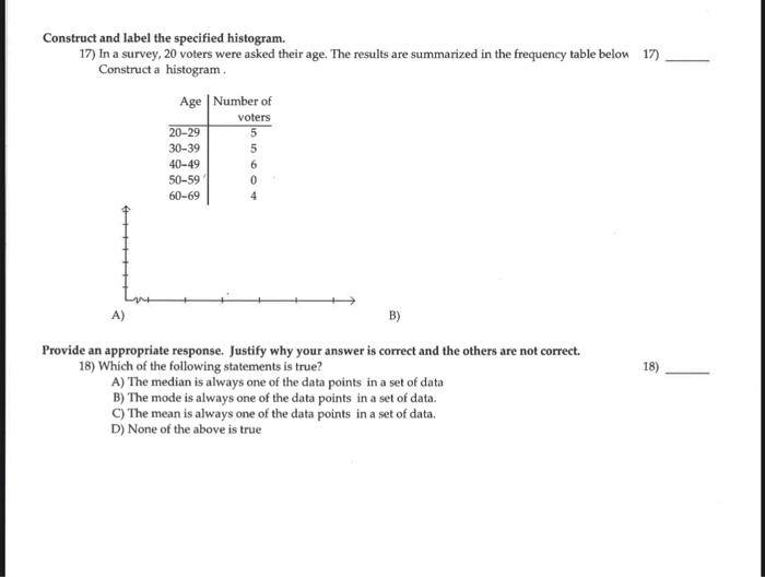 Solved Construct and label the specified histogram. 17) In a | Chegg.com