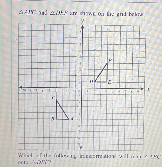 AABC and ADEF are shown on the grid below. -9-8-7 6 5 | Chegg.com
