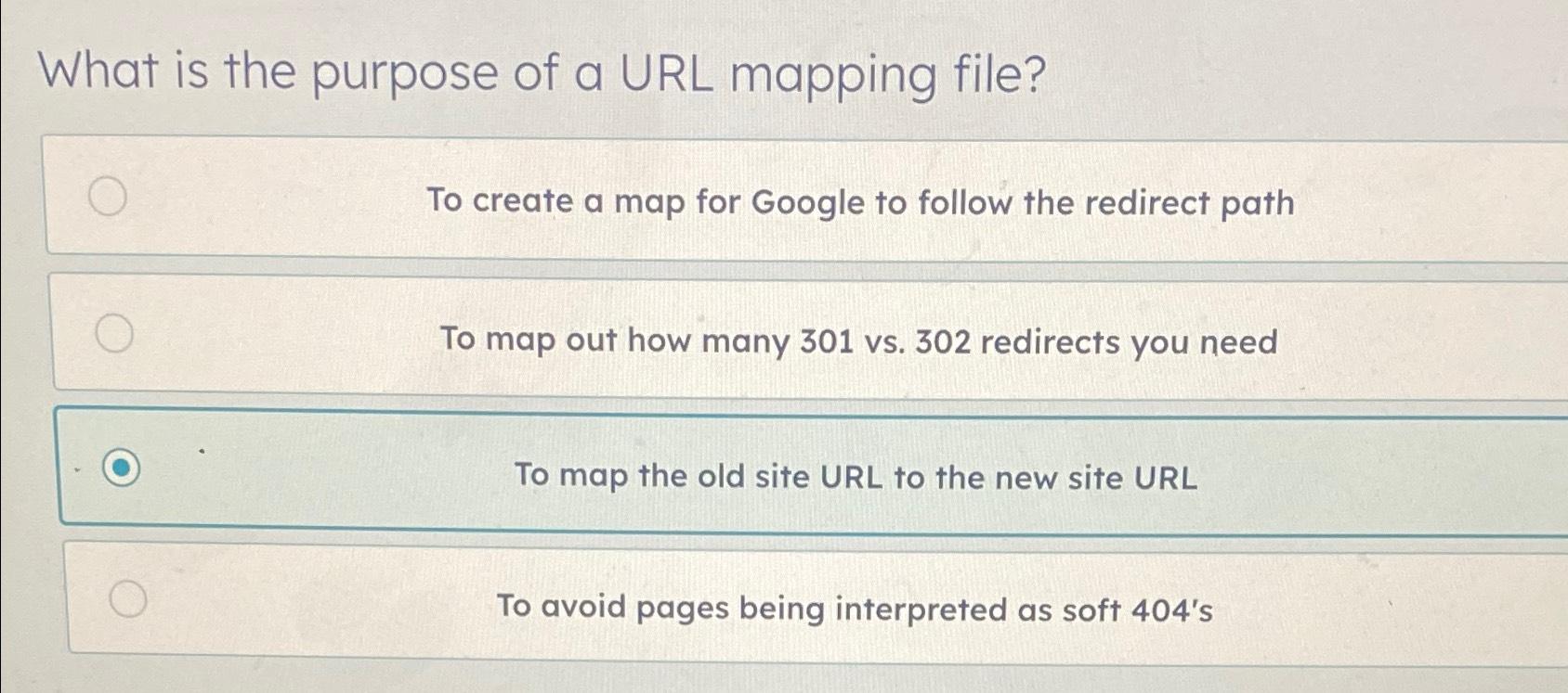 Solved What is the purpose of a URL mapping file?To create a | Chegg.com