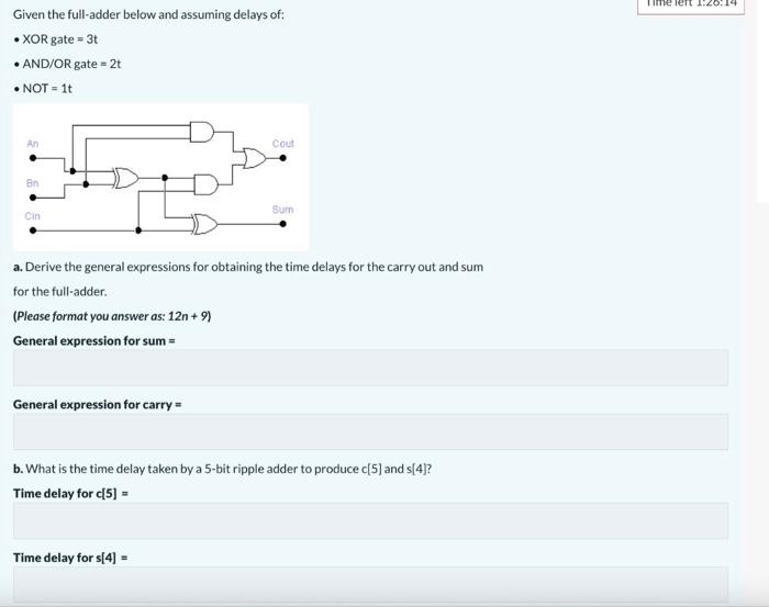 Solved Given the full-adder below and assuming delays of: - | Chegg.com
