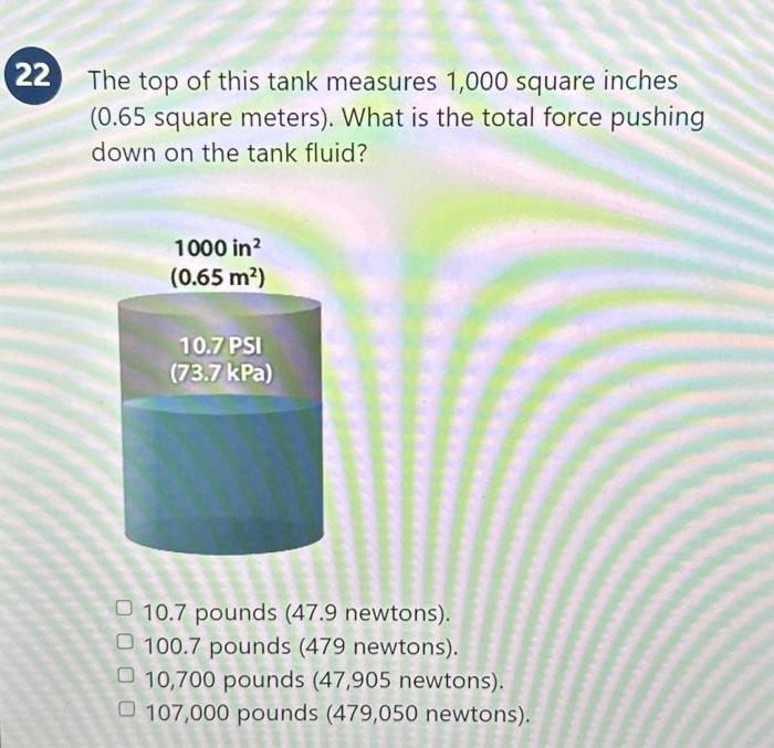 Solved The top of this tank measures 1,000 square inches ( | Chegg.com