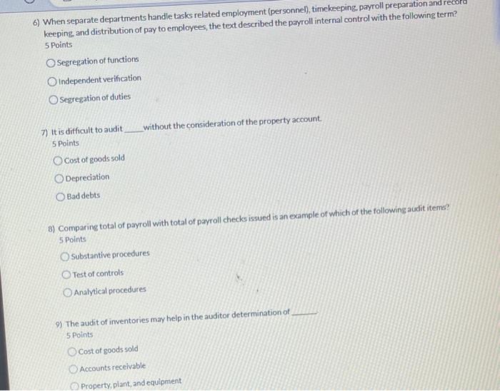Solved 6) When separate departments handle task related | Chegg.com