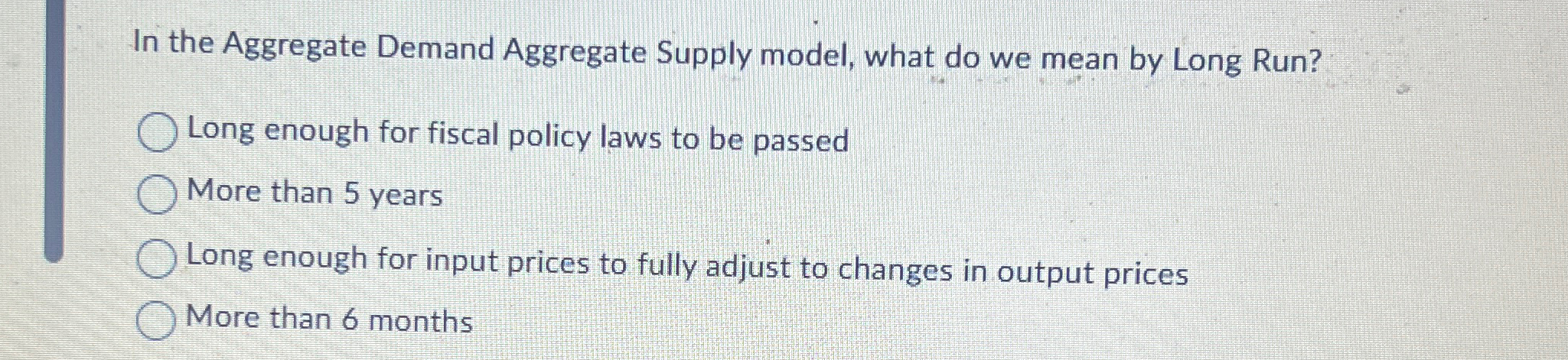 Solved In the Aggregate Demand Aggregate Supply model, what | Chegg.com