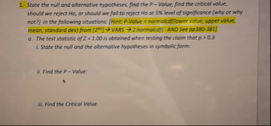Solved State the null and alternative hypotheses, find the | Chegg.com