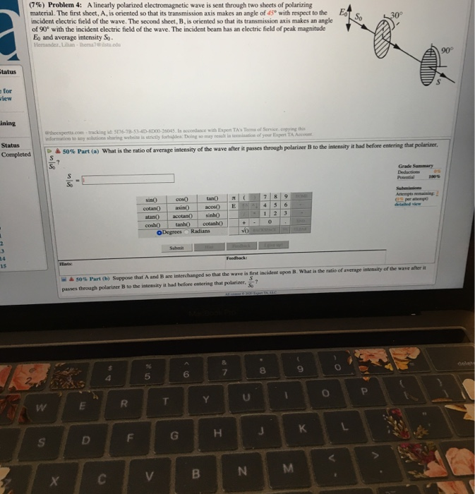 Solved Eot so (7%) Problem 4: A linearly polarized | Chegg.com