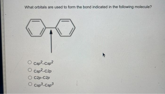 [Solved]: What orbitals are used to form the bond indicated