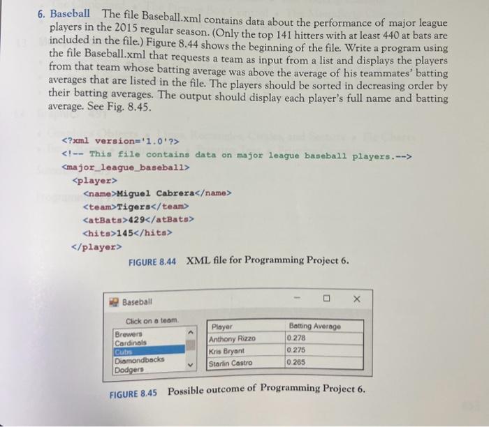 Solved 6. Baseball The file Baseball.xml contains data about | Chegg.com