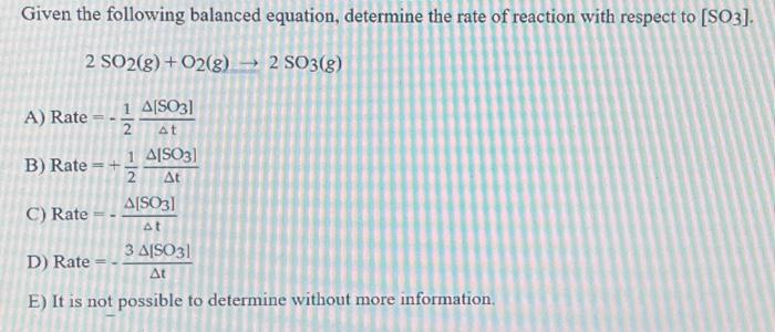 Solved Given the following balanced equation, determine the | Chegg.com