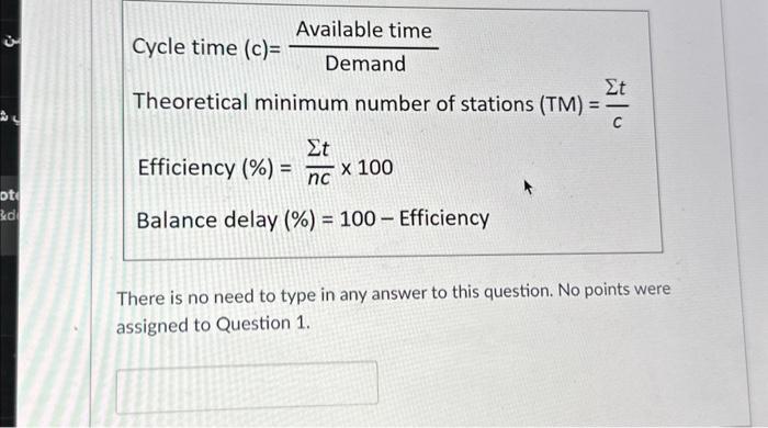Cycle time (c)= Demand Available time Theoretical | Chegg.com