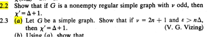 Solved 2.2 Show that if G is a nonempty regular simple graph | Chegg.com