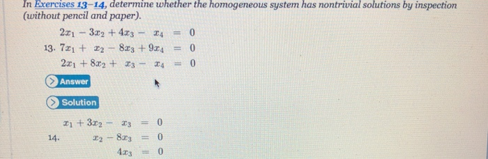 Solved In Exercises 13-14, determine whether the homogeneous | Chegg.com