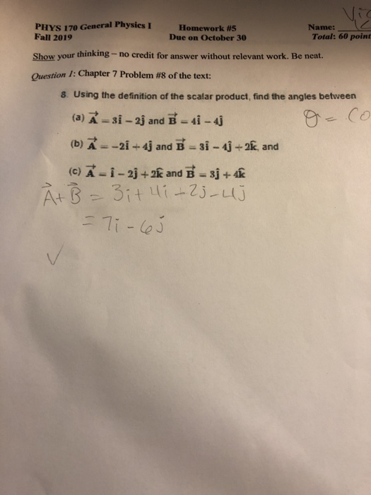 Solved PHYS 170 General Physics I Fall 2019 Homework #5 Due | Chegg.com