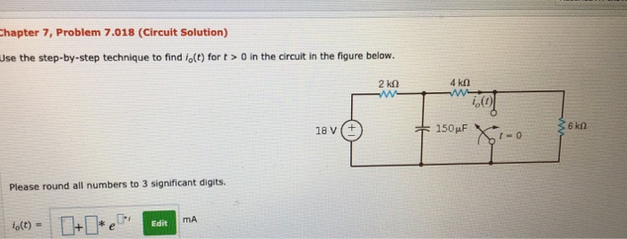 Solved Chapter 7, Problem 7.018 (Circuit Solution) Jse the | Chegg.com
