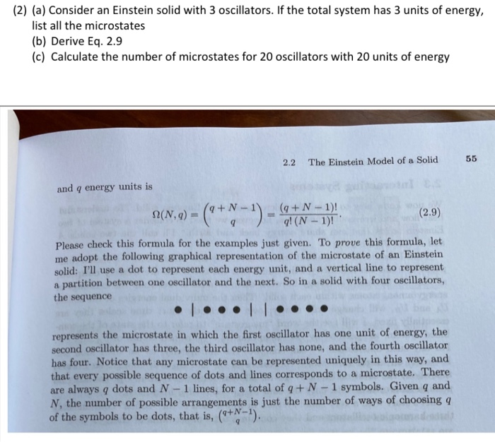Solved (2) (a) Consider an Einstein solid with 3 | Chegg.com