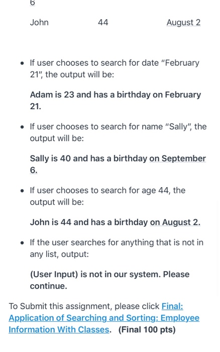 Solved Final: Application of Searching and Sorting: Employee | Chegg.com