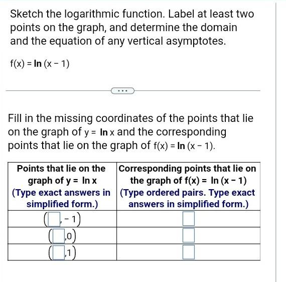 Solved Sketch the logarithmic function. Label at least two | Chegg.com