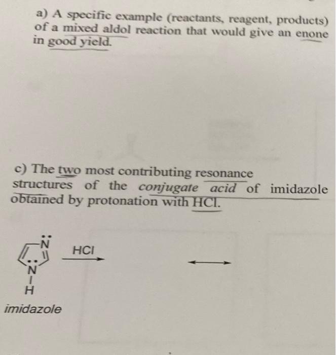 Solved a) A specific example (reactants, reagent, products) | Chegg.com