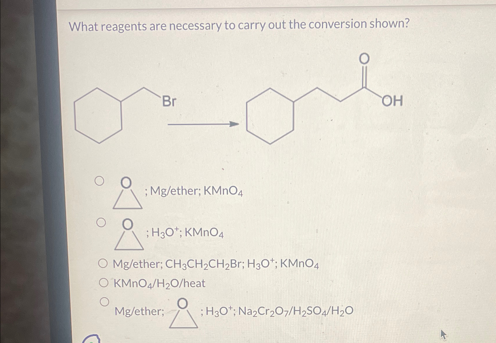 Solved What reagents are necessary to carry out the | Chegg.com