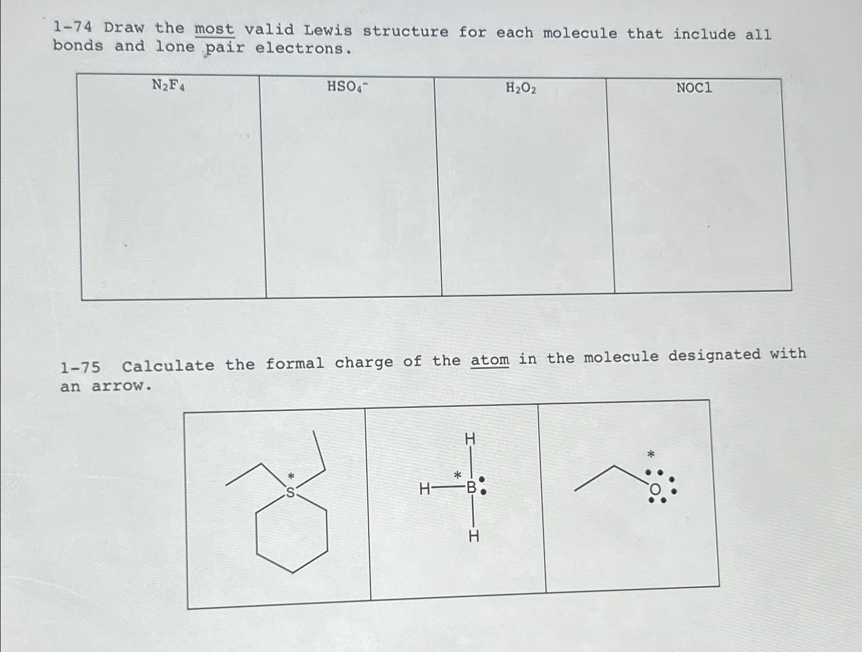 Solved 1-74 ﻿Draw the most valid Lewis structure for each | Chegg.com