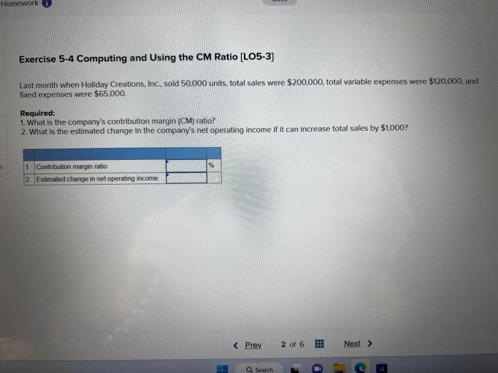 Solved Exercise 5-4 Computing and Using the CM Ratio [LO5-3] | Chegg.com