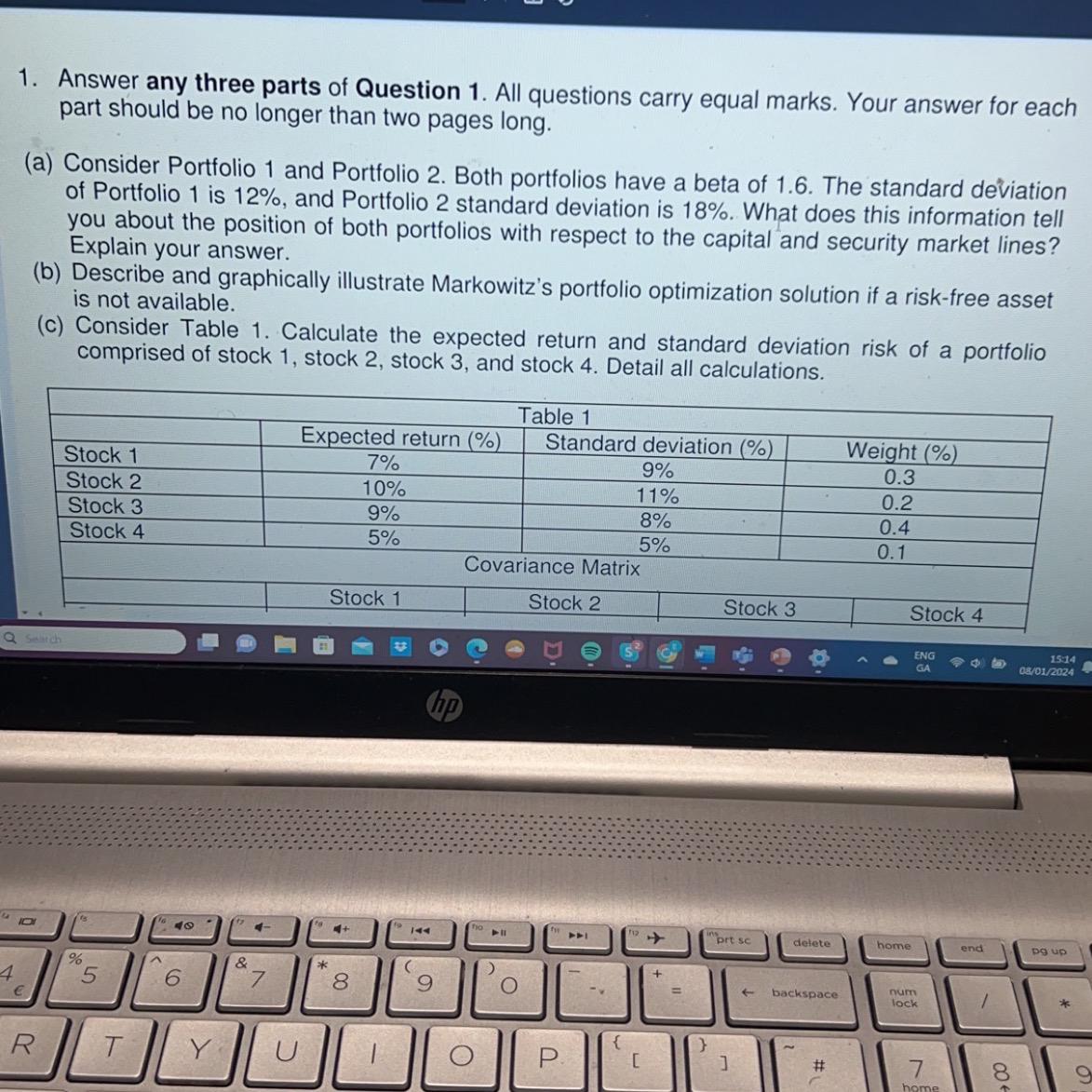 Answer any three parts of Question 1. ﻿All questions | Chegg.com