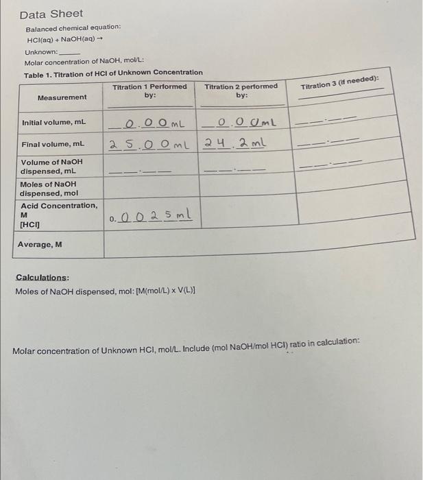 please help me, I am trying to find titration 1 and 2 | Chegg.com