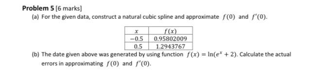 Solved Problem 5 [6 marks] (a) For the given data, construct | Chegg.com