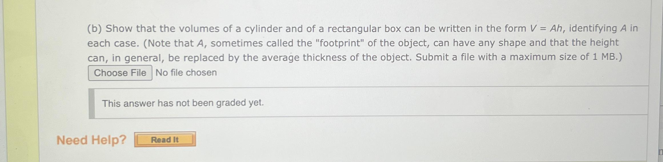 Solved (b) ﻿Show that the volumes of a cylinder and of a | Chegg.com