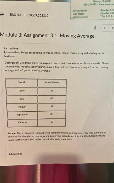 Solved Module 3: Assignment 3.1: Moving Average Instructions | Chegg.com