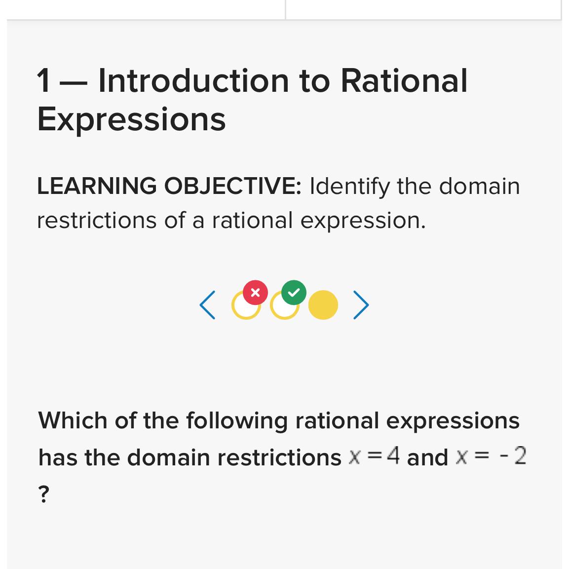 Solved 1- ﻿Introduction to Rational ExpressionsLEARNING | Chegg.com