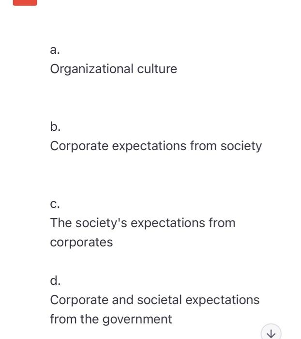 a. Organizational culture b. Corporate expectations | Chegg.com