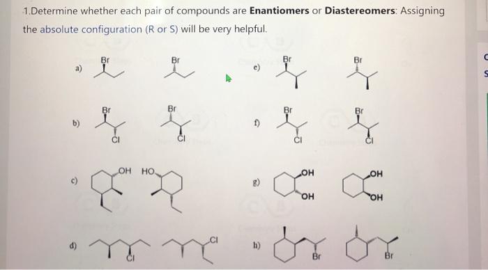 Solved 1. Determine whether each pair of compounds are | Chegg.com