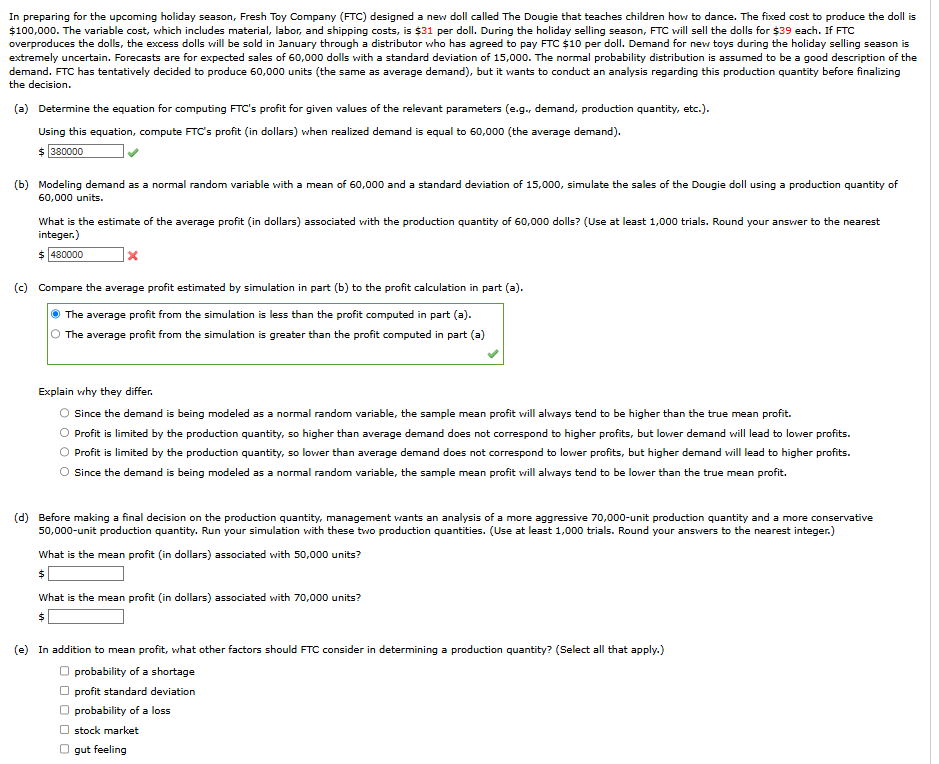 Solved In preparing for the upcoming holiday season, Fresh | Chegg.com