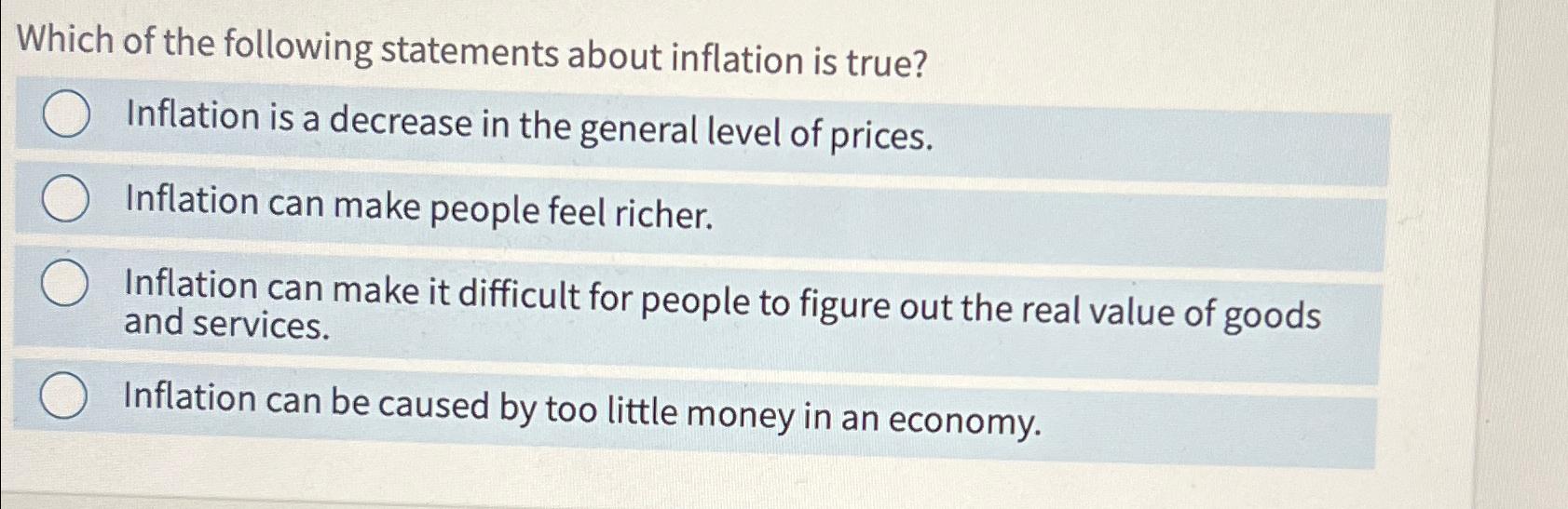 Solved Which of the following statements about inflation is | Chegg.com