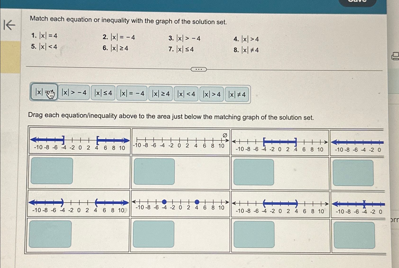 Solved Match each equation or inequality with the graph of | Chegg.com