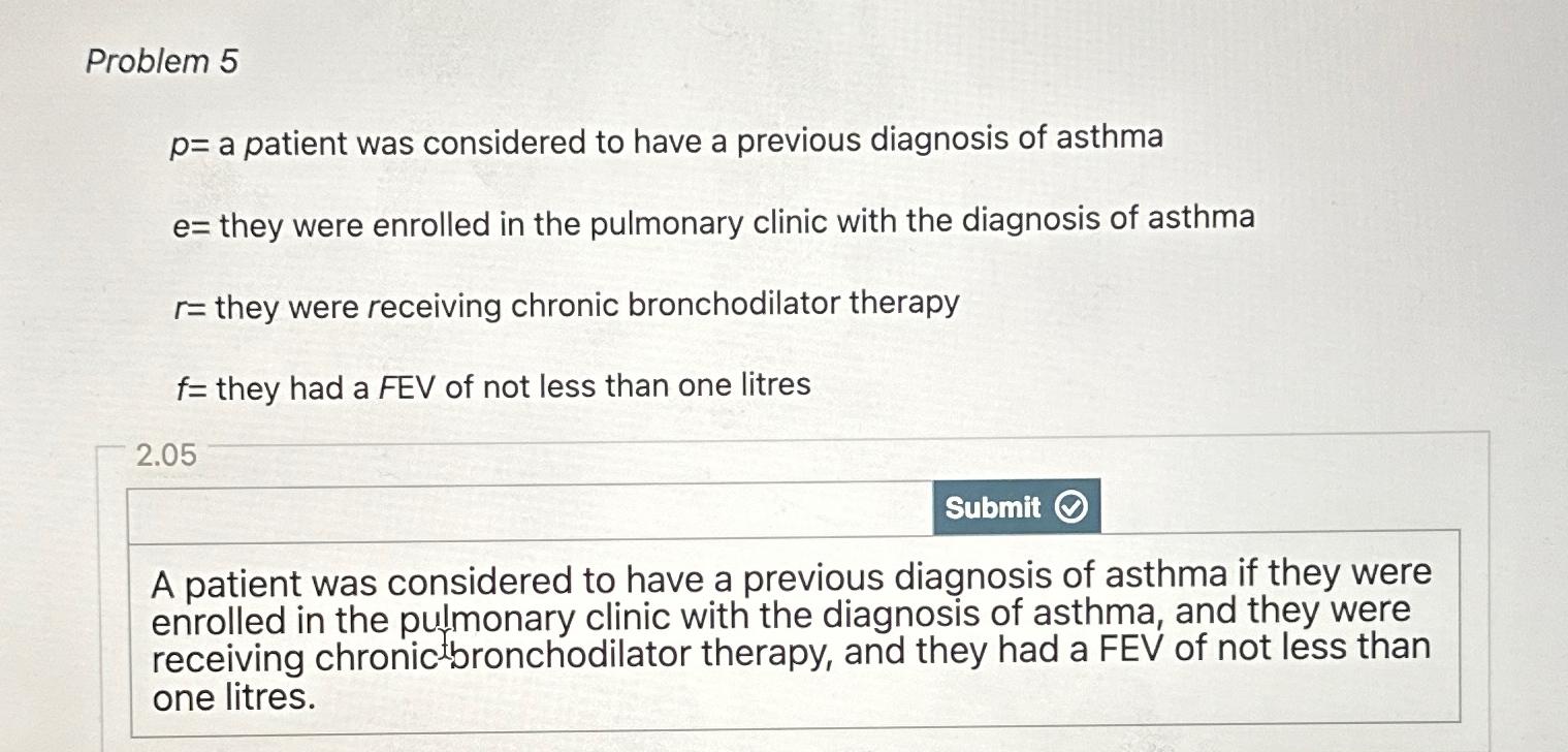 Solved Problem 5p=a patient was considered to have a | Chegg.com