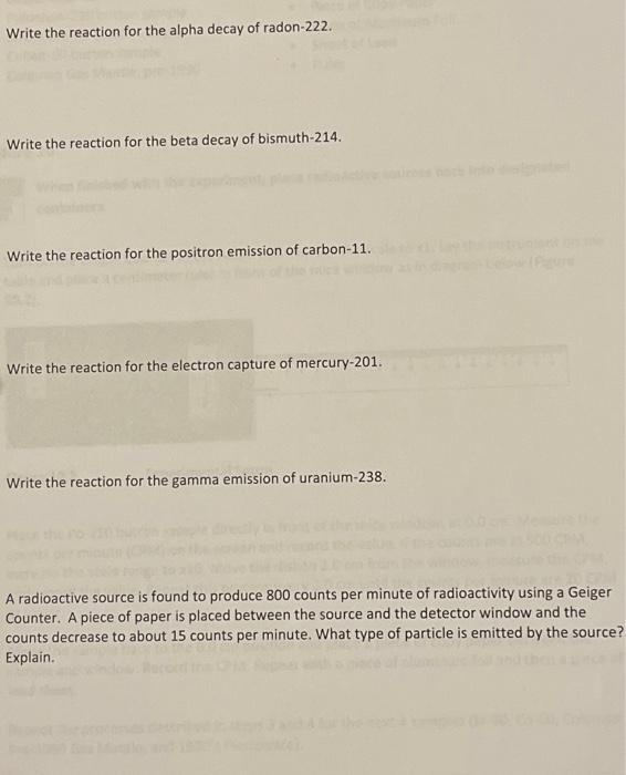 Solved Write the reaction for the alpha decay of radon- 222 | Chegg.com