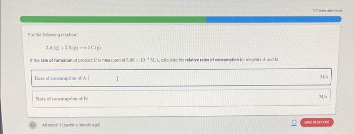 Solved Consider the balanced equation shown below: A(g)+3 B( | Chegg.com