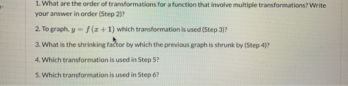 1. What are the order of transformations for a | Chegg.com