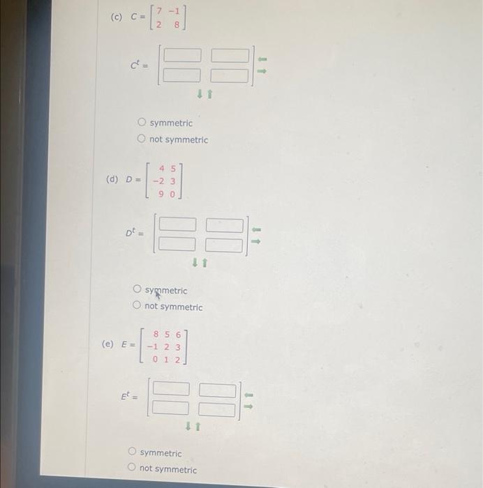 Solved Determine the transpose of each of the following | Chegg.com