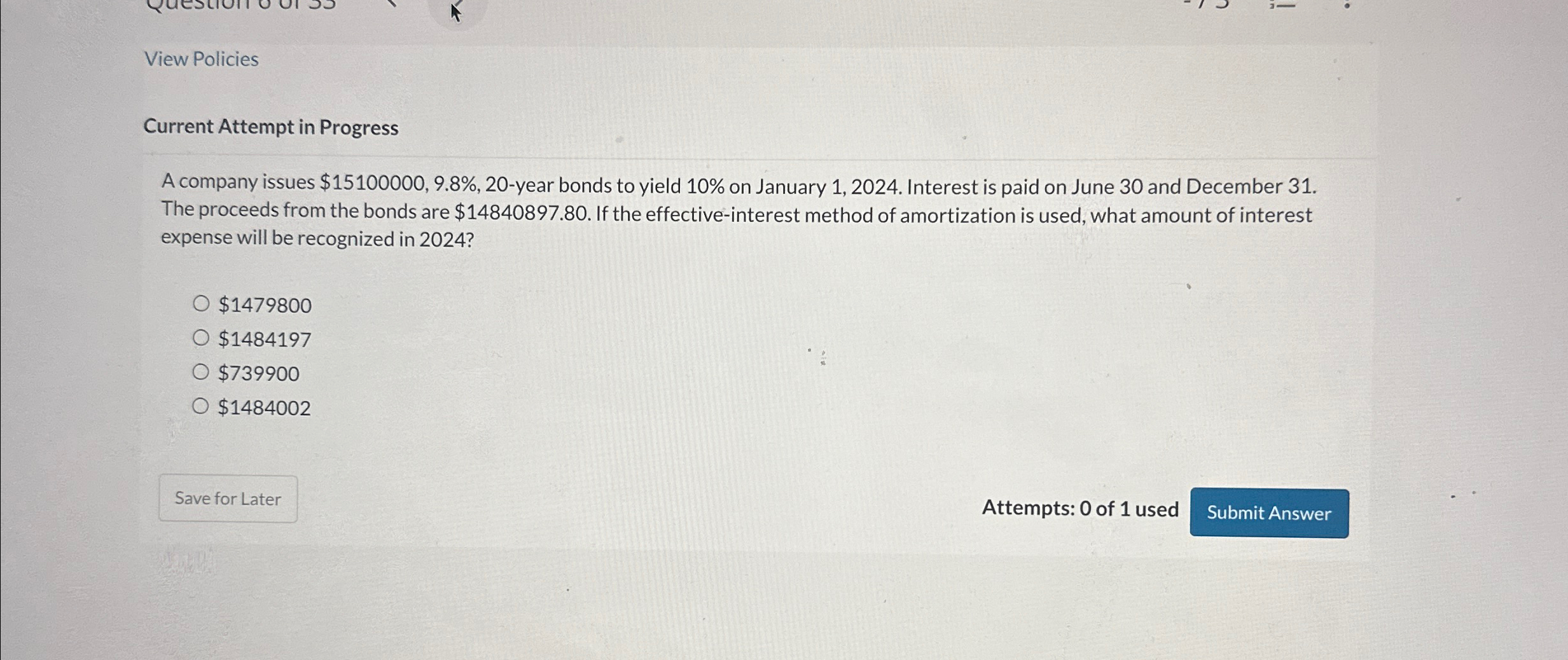 Solved View PoliciesCurrent Attempt in ProgressA company | Chegg.com