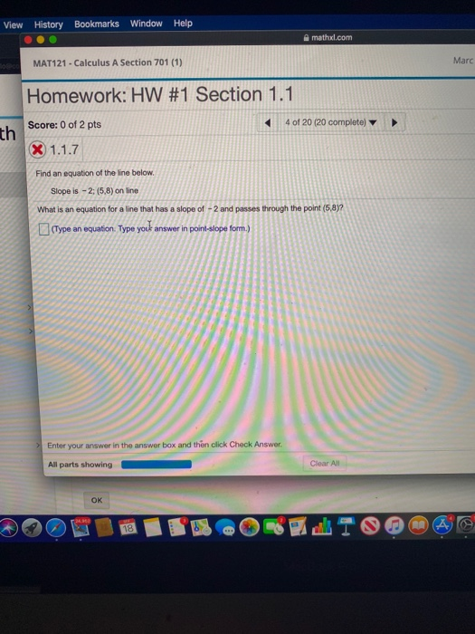Solved View History Bookmarks Window Help mathxl.com MAT121 | Chegg.com