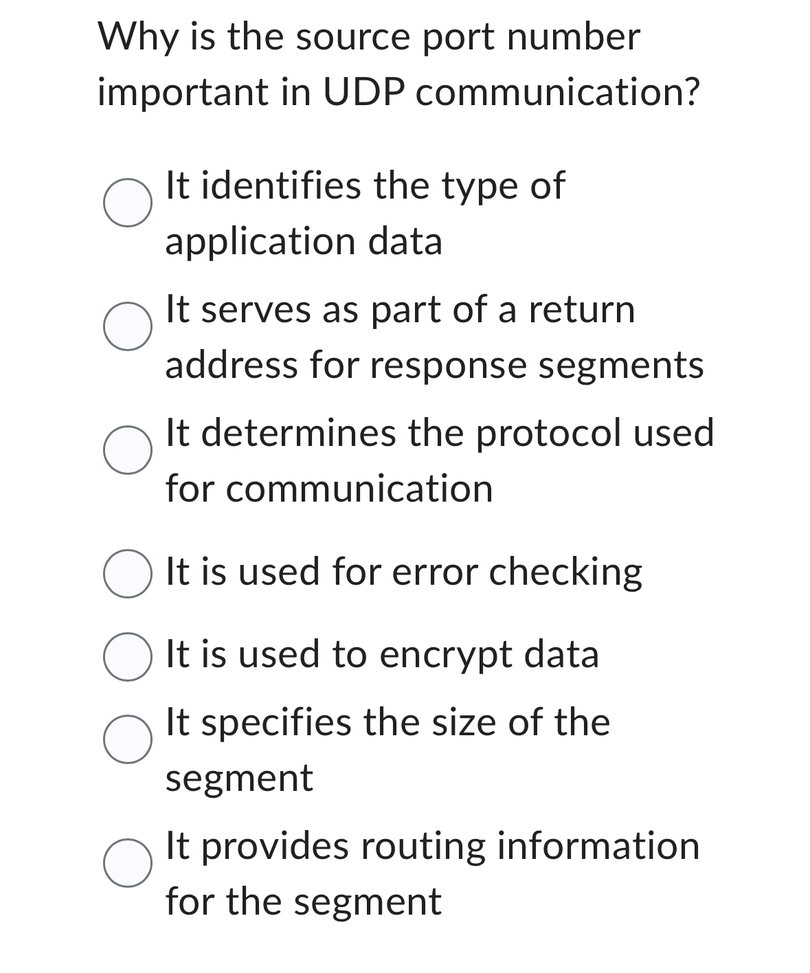 Solved Why is the source port numberimportant in UDP | Chegg.com