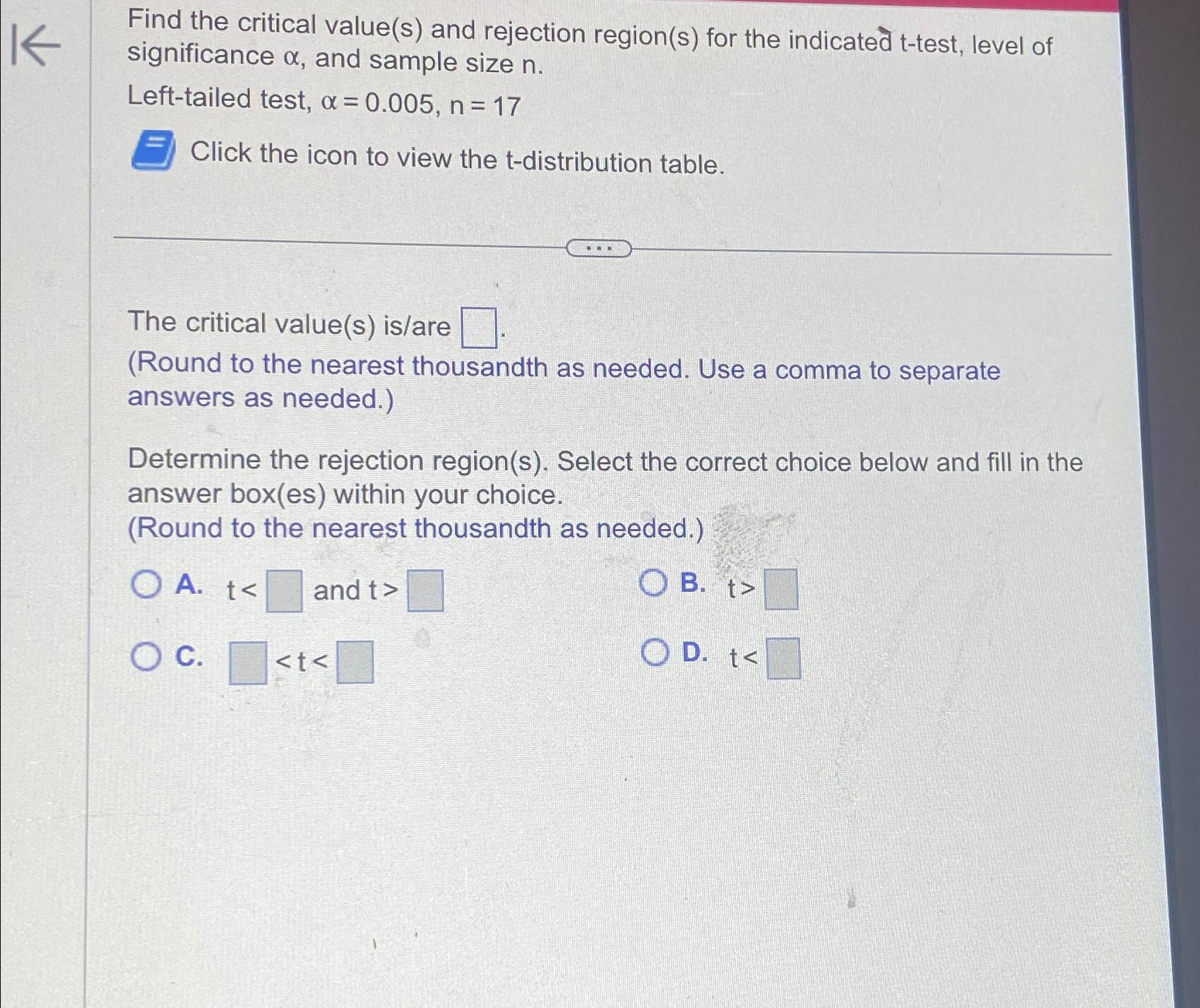 Solved Find the critical value(s) ﻿and rejection region(s) | Chegg.com