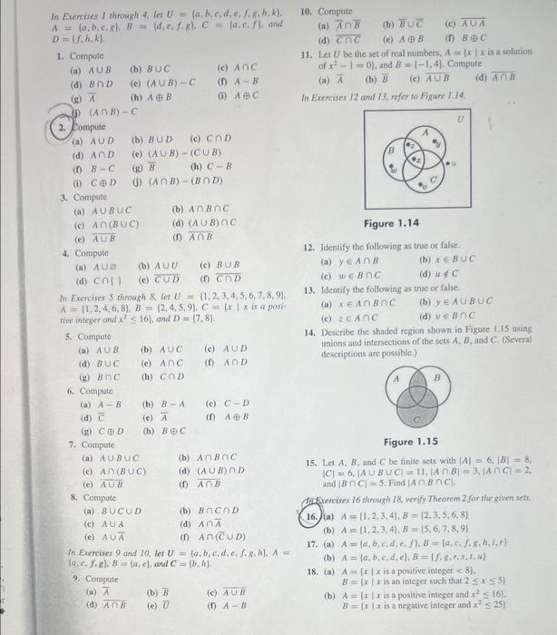 (g) Aˉ (h) A⊕B (i) A⊕C In Exercises 12 and 13, refer | Chegg.com