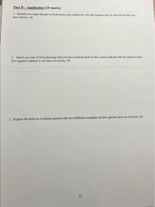 Solved Part D-Application [20 marks] 1. Identify two major | Chegg.com