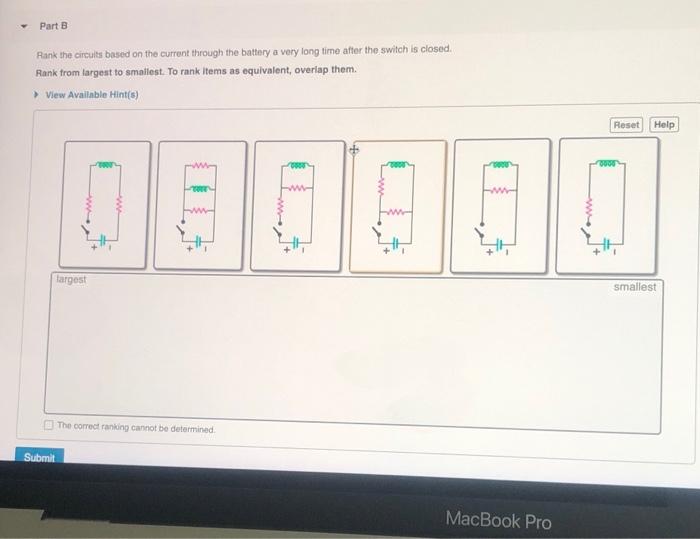 Solved Part A Rank the circuits based on the current through | Chegg.com