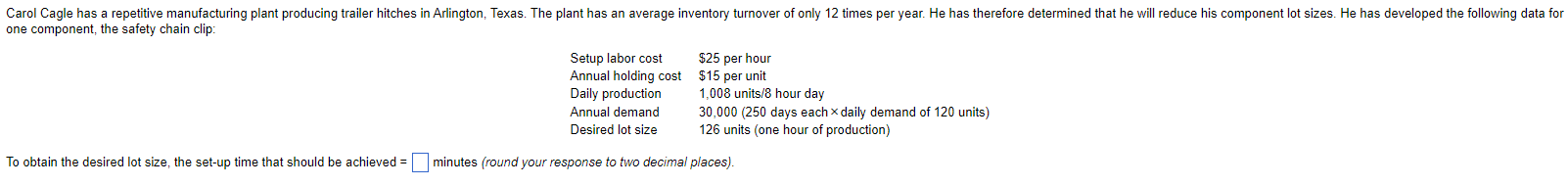 Solved one component, the safety chain clip:\table[[Setup | Chegg.com