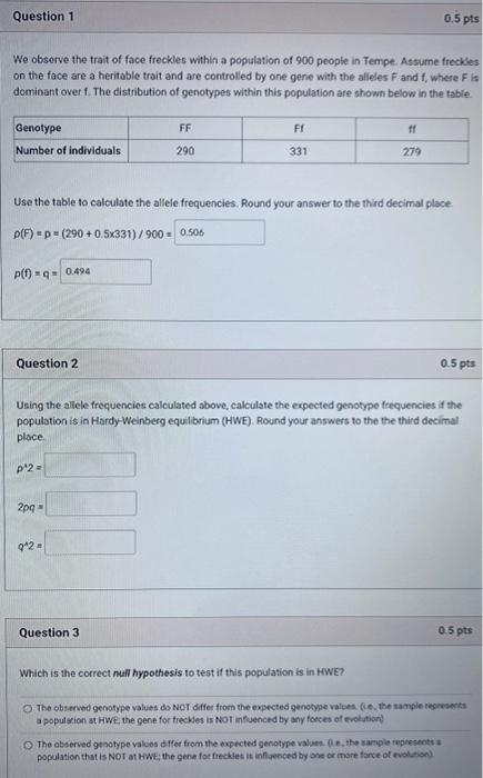 Solved We observe the trait of face freckles within a | Chegg.com